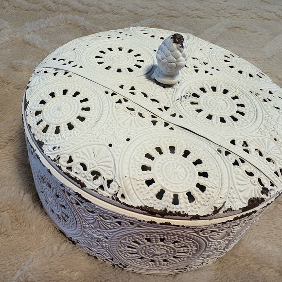 Other | White Decorative Metal Box | Poshmark